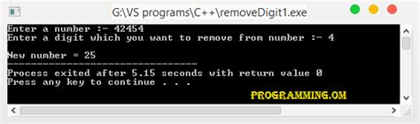 program in c and c to remove given digit from given number
