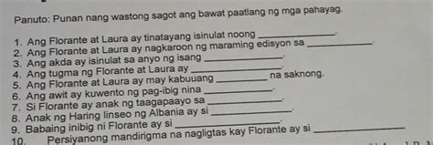 Solved Panuto Punan Nang Wastong Sagot Ang Bawat Paatlang Ng Mga