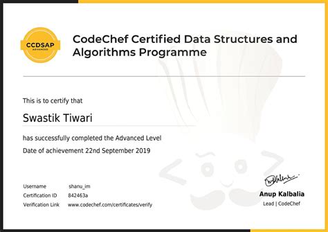 Swastik Tiwari On Linkedin Codechef Certifies Swastik Tiwari