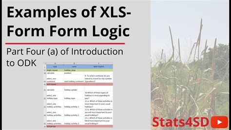 Introduction To Odk Part 4a Examples Of Xlsform Form Logic Youtube