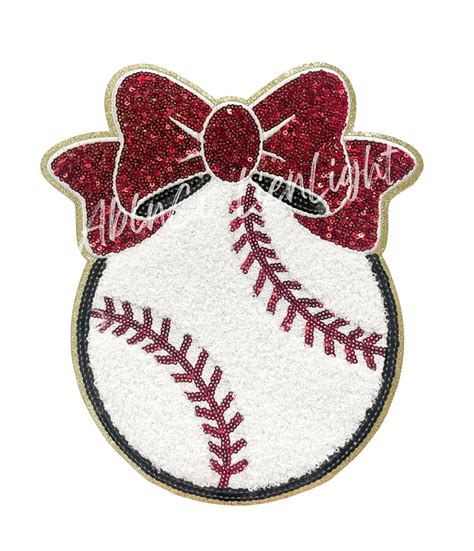 Big Baseball Bow Sequin Chenille Patch Ablnco