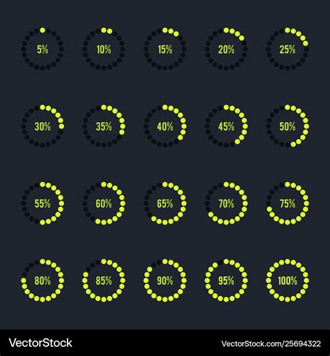 Modern Circle Progress Bar Icon Set Royalty Free Vector