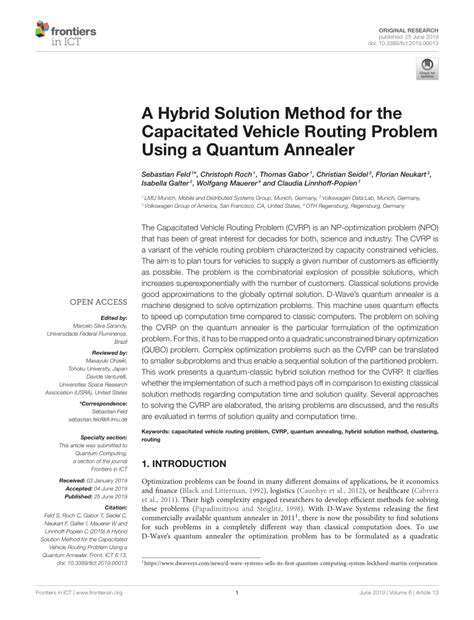 Pdf A Hybrid Solution Method For The Capacitated Vehicle Routing