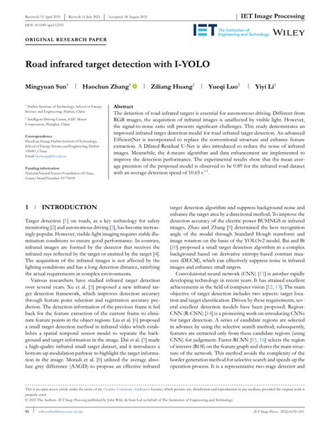 PDF Road Infrared Target Detection With IYOLO