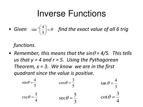Ppt Inverse Trig Functions Powerpoint Presentation Free Download Id 1747906