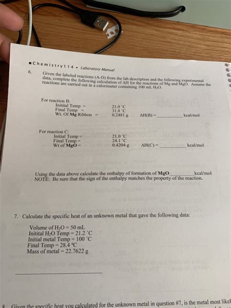 Solved Chemical Thermodynamics How Many ML Of M HCI Chegg Com