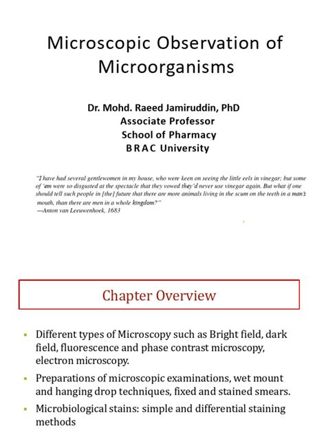 Chapter 1 Microscopic Observation Of Microorganisms Pdf Microscopy Angular Resolution