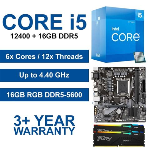 Core I5 12400 Gigabyte H610m H Motherboard 16gb Rgb Ddr5 4800