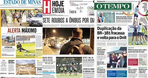 Capas dos principais jornais de BH nesta terça feira de agosto
