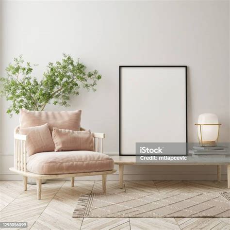 모던 한 인테리어 배경 스칸디나비아 스타일 3d 렌더링에서 포스터 프레임을 모의 실내에 대한 스톡 사진 및 기타 이미지 실내 컴퓨터 글자 0명 Istock