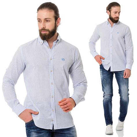 Koszula Cipo Baxx Casual Lniana Len Regular Ch Blue Zajefajne