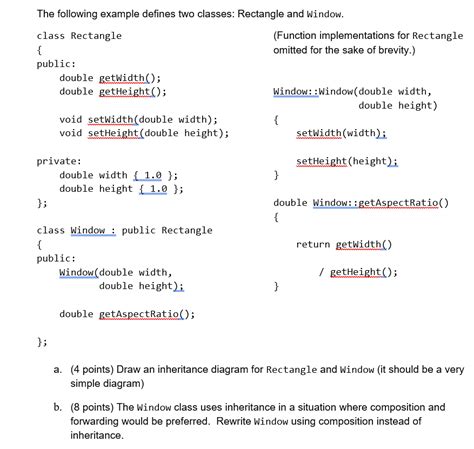 Solved The Following Example Defines Two Classes Rectangle