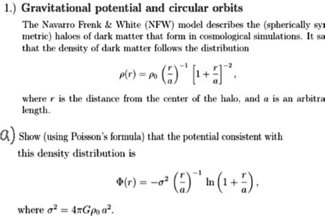 Solved Gravitational Potential And Circular Orbits The
