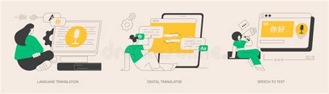 Multilingual Mobile Application Abstract Concept Vector Illustrations Stock Vector