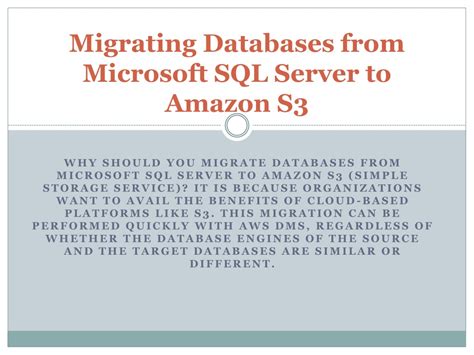 Ppt Migrating Databases From Microsoft Sql Server To Amazon S3