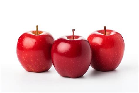 Premium Photo Three Red Apples Aligned Side By Side On A White Or