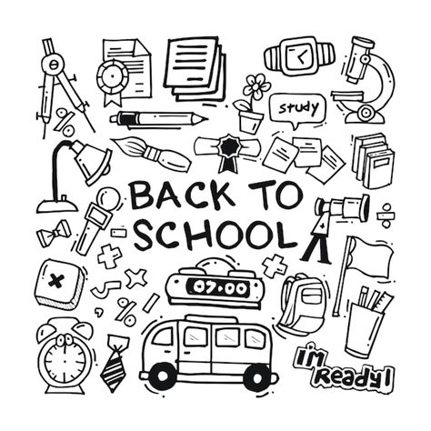 Retour à Lécole Doodle Vecteur Premium