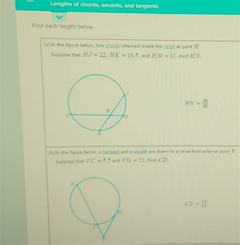 lengths of chords secants and tangents find each length below a in