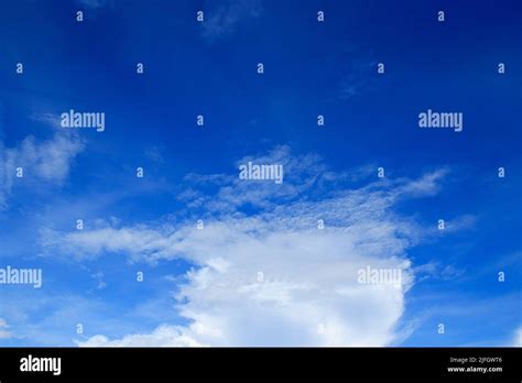 White Cloud And Blue Sky Background Space For Design And Template With