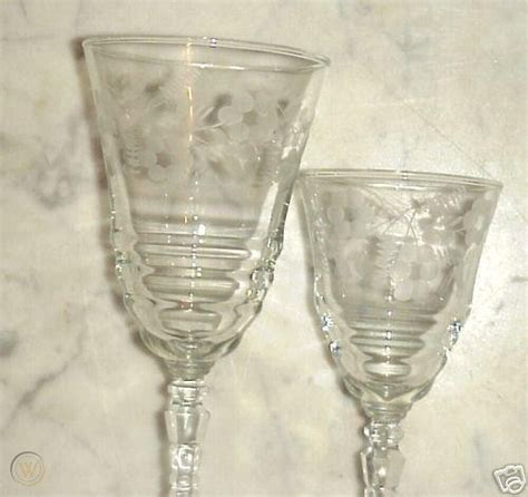 6 Vintage Elegant Etched Stemware Wine And Cordial Glass 40242461