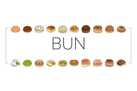 Bun Food Meal Bread Icons Set Vector Graphic By Stockvectorwin