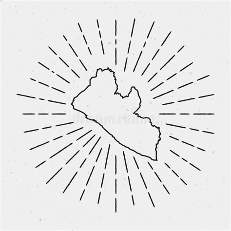 Esquema Del Mapa De Liberia Del Vector Con Resplandor Solar Retro Ilustración del Vector