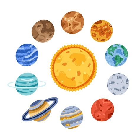 Set De Dessins Animés Drôles Avec Des Planètes Et Des Satellites Du