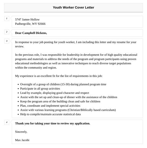 Youth Worker Cover Letter Velvet Jobs