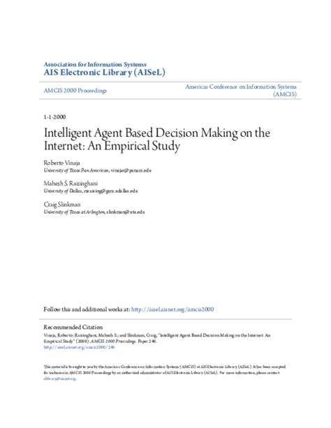 pdf intelligent agent based decision making on the internet an