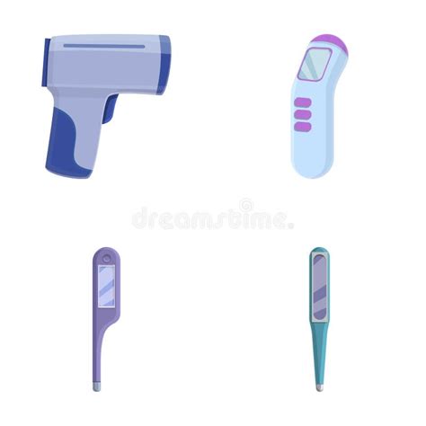 Thermometer Icons Set Cartoon Vector Various Type Of Electronic