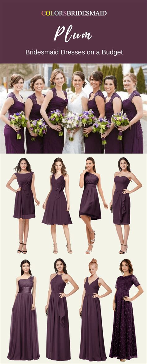 September Wedding Plum Bridesmaid Dresses Paired With Grey Mens Suits