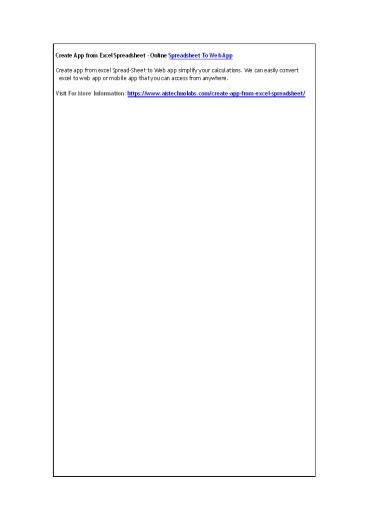 PPT Create App From Excel Spreadsheet Online Spreadsheet To Web App