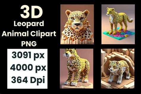 4 Leopard Clipart Png 3d Graphic By Ess Kam · Creative Fabrica