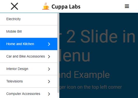 Angular 4 Slide Navigation Menu Component Angular Script