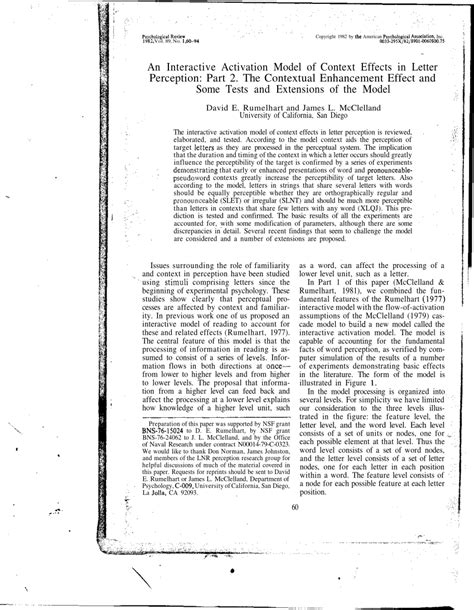 Pdf An Interactive Activation Model Of Context Effects In Letter