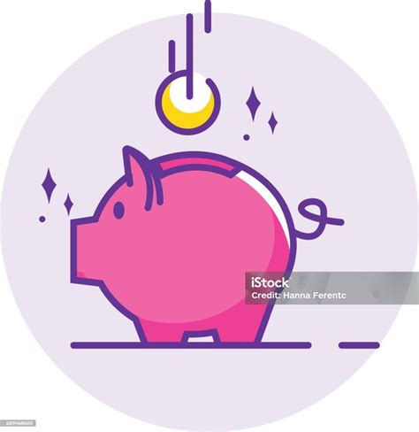 저금통 간단한 벡터 일러스트 레이 션 평면 선 작업 스타일 0명에 대한 스톡 벡터 아트 및 기타 이미지 0명 경제 고급 Istock