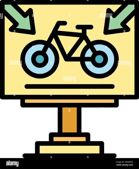 Bicycle Banner Icon Outline Vector Bike Parking Area Lot Color Flat
