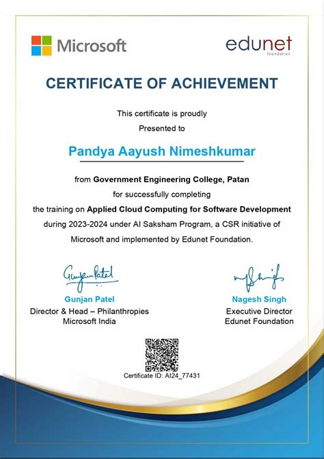 Aayush Pandya On Linkedin Achievement Microsoft Edunetfoundation