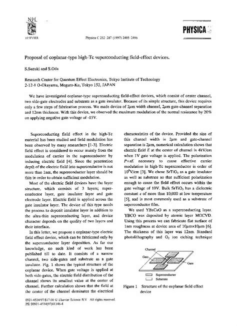 Pdf Proposal Of Coplanar Type High Tc Superconducting Field Effect