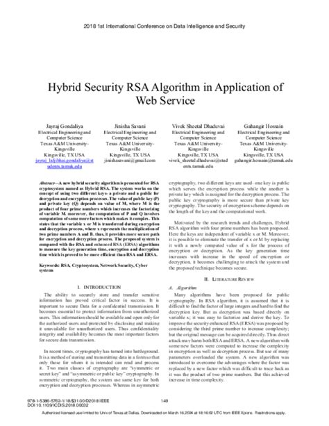 Pdf Hybrid Security Rsa Algorithm In Application Of Web Service