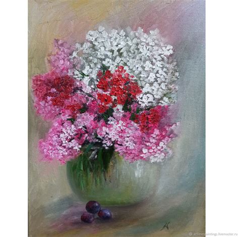 Картина маслом Флоксы и сливы Натюрморт в интернет магазине на Ярмарке