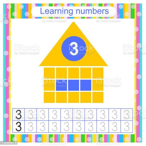 유치원 워크 시트 활동 파선 추적 아이들이 숫자 쓰기를 연습할 수 있는 숫자 워크시트 번호 3 0명에 대한 스톡 벡터 아트 및 기타 이미지 Istock