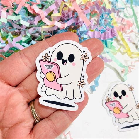 Ghost With Kindle Sticker Etsy