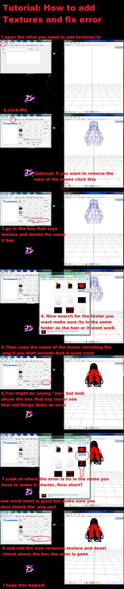 mmd tutorial how to add texture and fix error by mikuevalon on deviantart