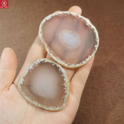 灰白色天然玛瑙风铃片原色本色教学玛瑙片样板写字片打孔片 虎窝淘