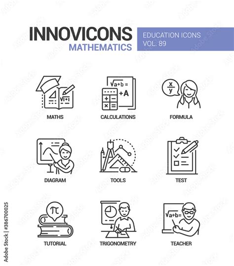 Mathematics Vector Line Design Style Icons Set Stock Vector Adobe Stock