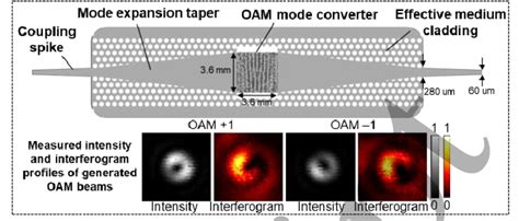 schematic diagram of the integrated oam emitter and intensity profiles