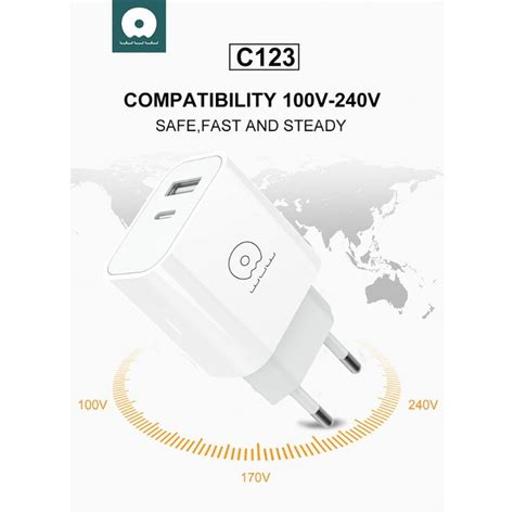 Jual WUW Charger Travel Adaptor 12W Colokan 2 Port USB Dan Type C Fast Charger Charging Cable