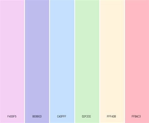 Fresh Pastels Rainbow Pastel Color Palettes