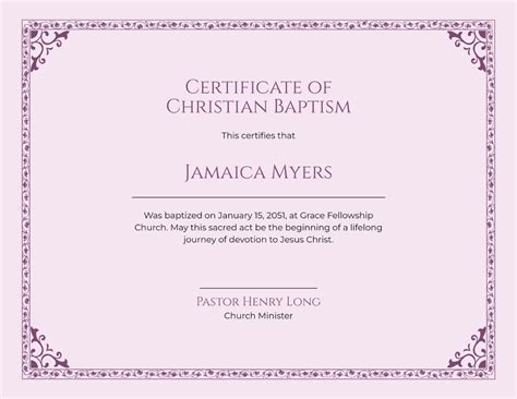 Free Baptism Certificate With Photo Template To Edit Online